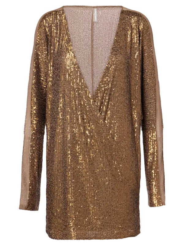 Norma Kamali Dolman Sequined Minidress - Metallic