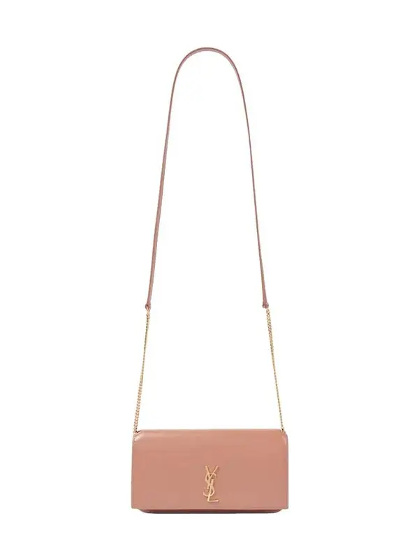 Saint Laurent Cassandre Leather Wallet On Chain - Pink