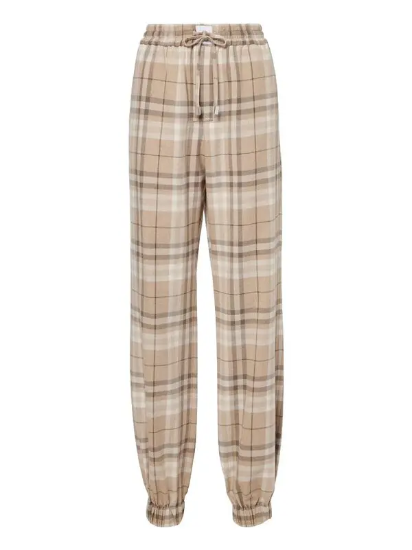 Attico Plaid Cotton-blend Sweatpants - Beige