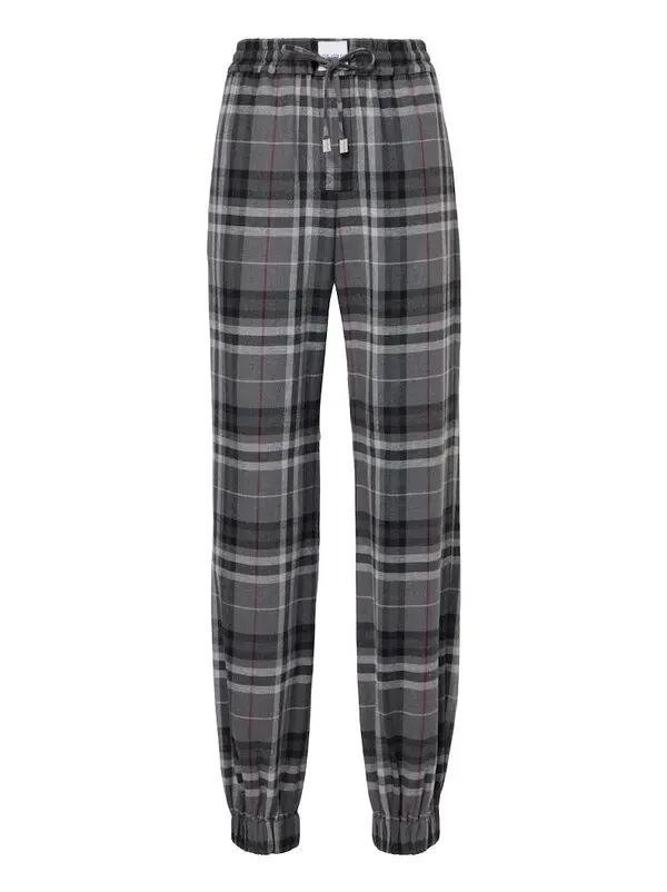 Attico Plaid Cotton-blend Sweatpants - Grey