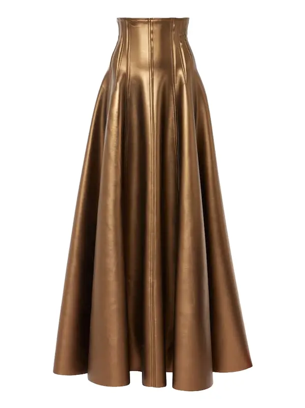 Norma Kamali Grace Faux Leather Maxi Skirt - Metallic