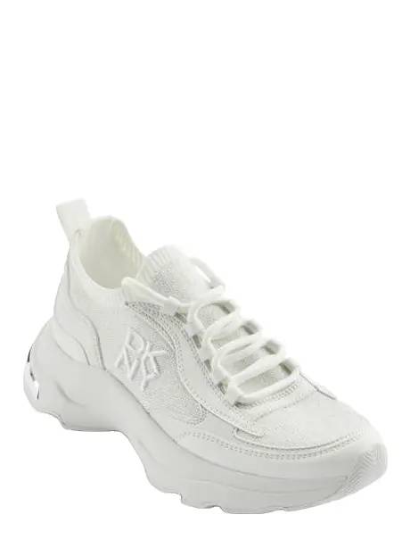 Dkny Jami Metallic Knit Sneakers - Bright White