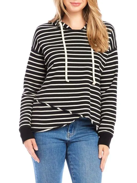 Karen Kane Asymmetric Hem Hoodie - Stripe