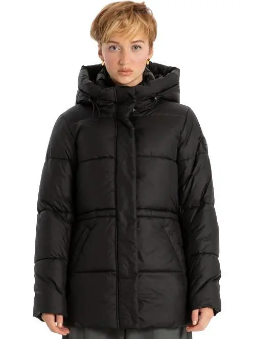 POINT ZERO Mid-length Puffer Jacket - Black