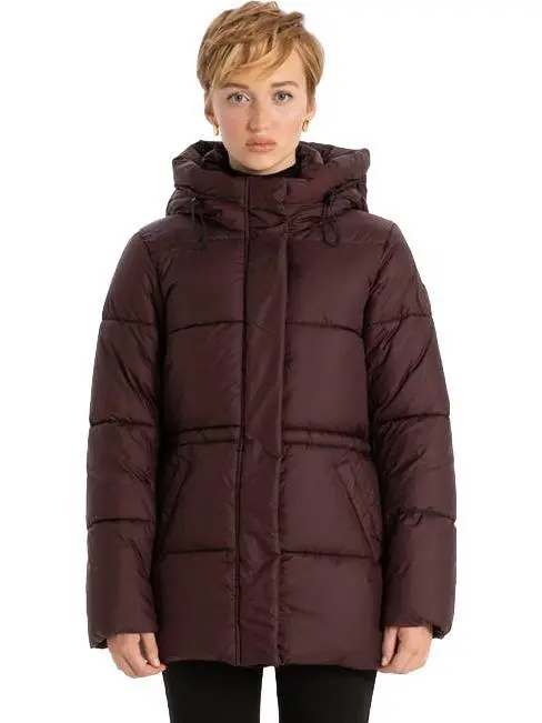 POINT ZERO Mid-length Puffer Jacket - Merlot