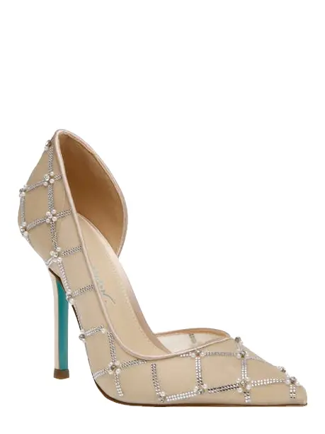 Betsey Johnson Cruze Half D'orsay Pointed Toe Pump - Beige
