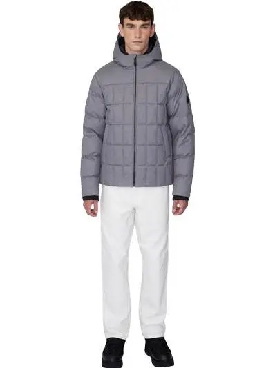 QUARTZ CO. Leo Lightweight Hooded Down Jacket - Heather Grey