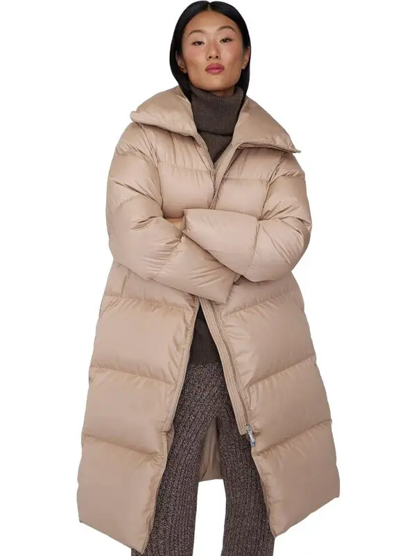 QUARTZ CO. Gisele Long Down Puffer Jacket - Sand Beige