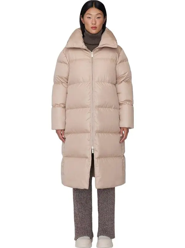 QUARTZ CO. Gisele Long Down Puffer Jacket - Sand Beige
