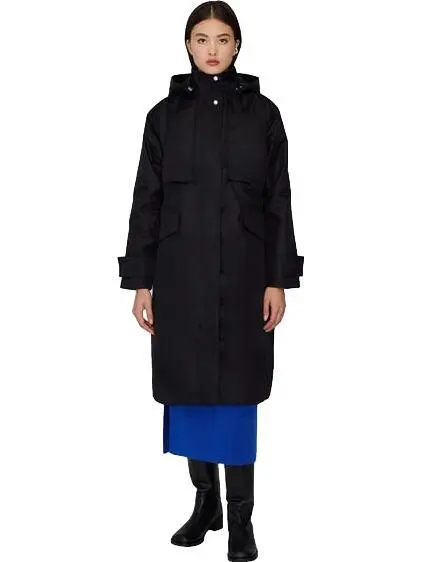 QUARTZ CO. Marina Hooded 3-in-1 Trench Coat - Black