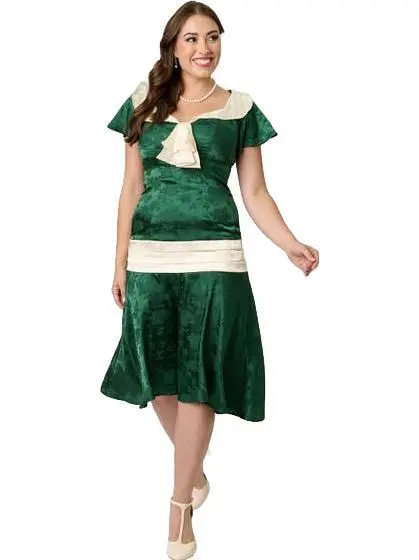 Unique Vintage 1920s Wilshire Day Dress - Green