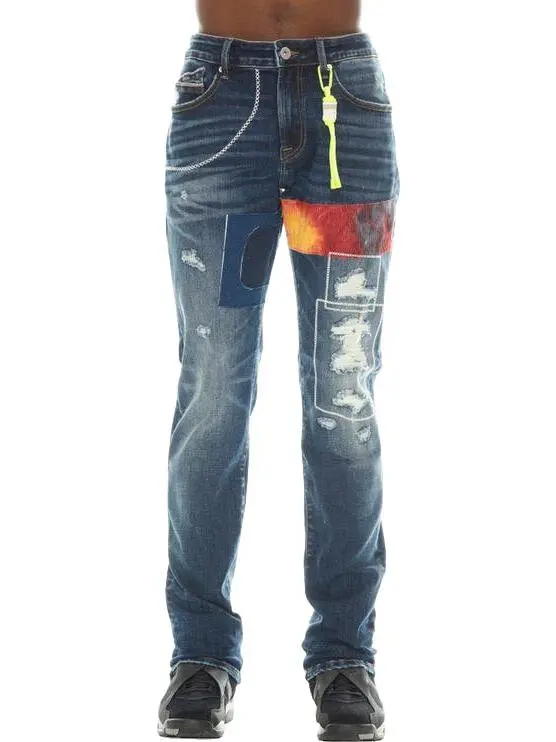 CULT OF INDIVIDUALITY Rocker Rip & Repair Slim Fit Jeans - Sawyer