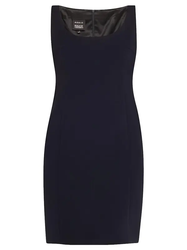 Akris Scoop Neck Wool Crepe Sheath Dress - Navy