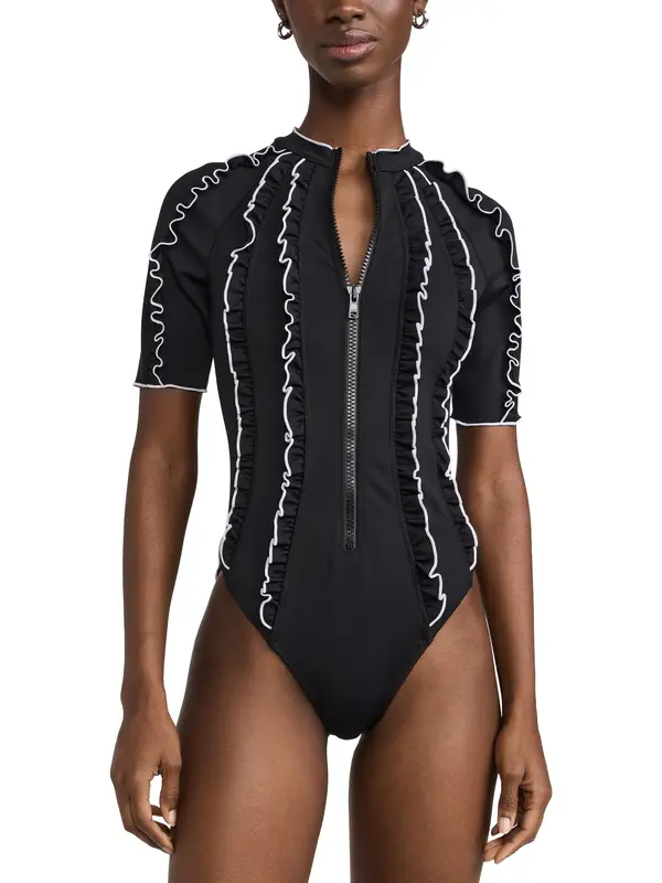 Sea Zip Up Swimsuit - Black