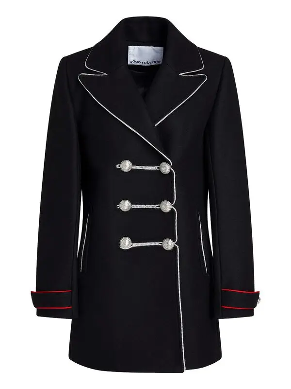Rabanne Double-breasted Wool-blend Felt Coat - Black