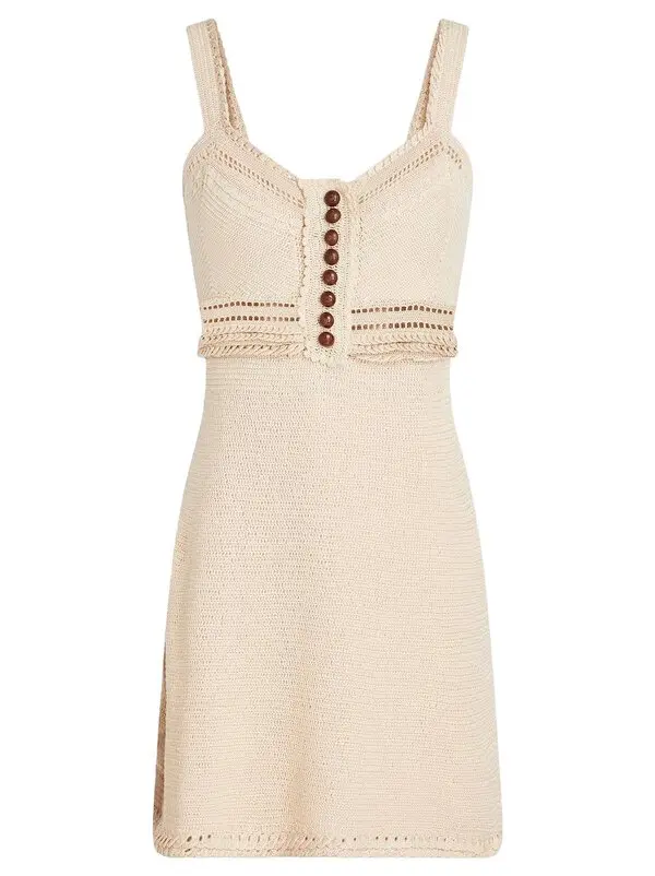 Rabanne Crocheted Cotton Mini Dress - Beige