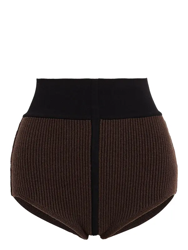 Rick Owens Ribbed Cashmere-blend Shorts - Dark Brown