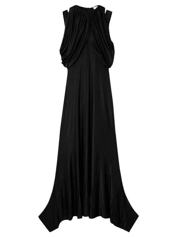 Rabanne Draped Stretch-jersey Midi Dress - Black
