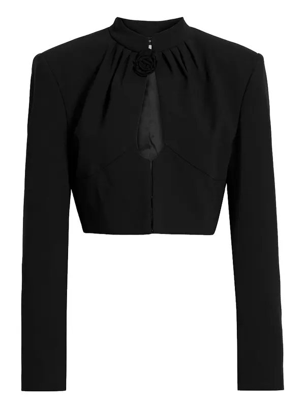 Magda Butrym Cropped Cutout Wool-blend Crepe Jacket - Black