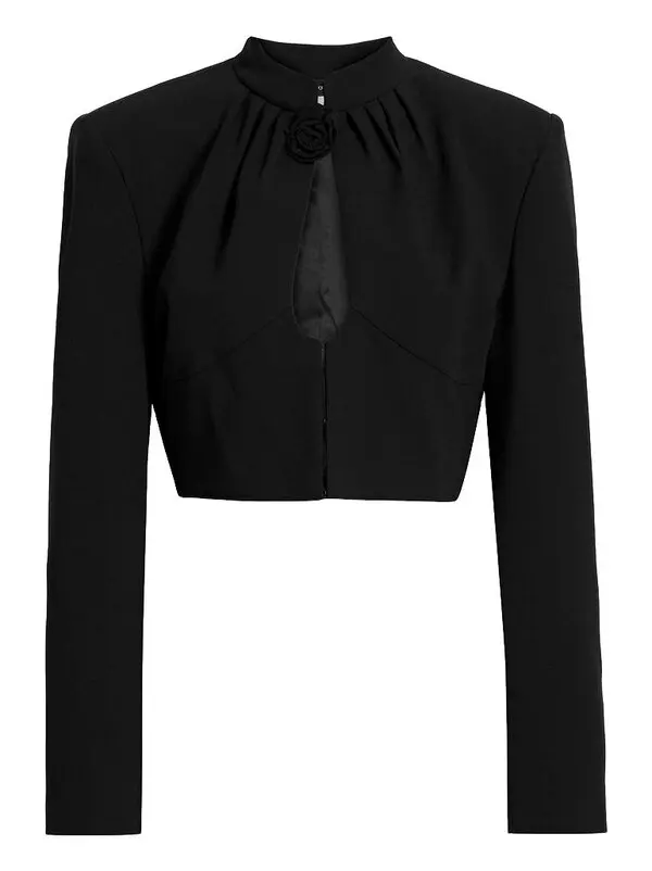Magda Butrym Cropped Cutout Wool-blend Crepe Jacket - Black