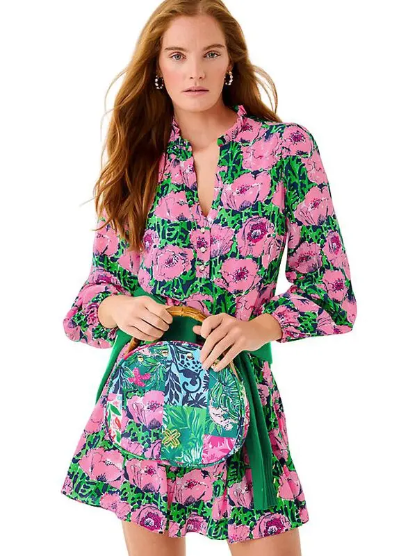 Lilly Pulitzer® Evaline Silk Dress - Low Tide Navy Florrie