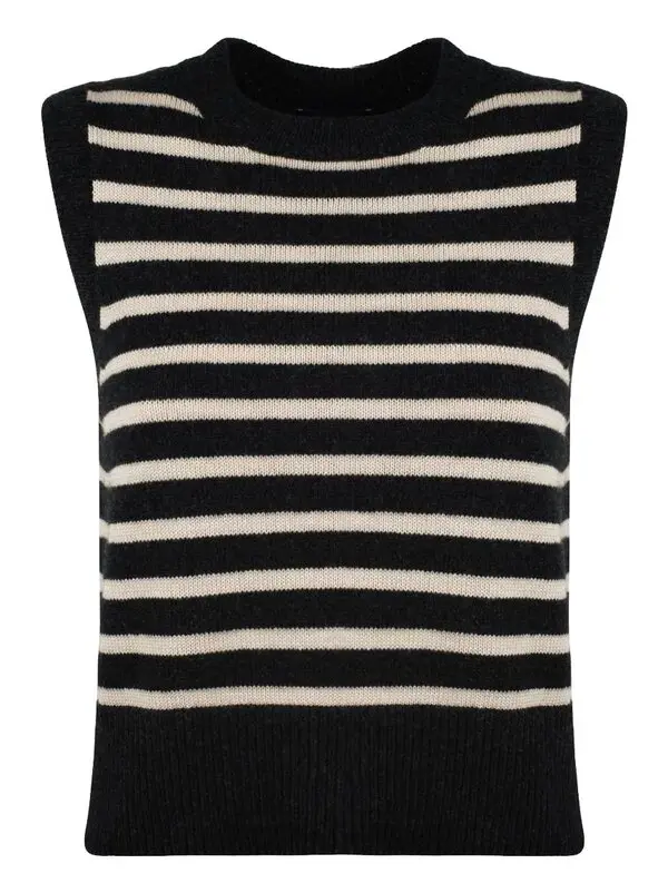 ROBERTO COLLINA Striped Knit Vest - White, Black