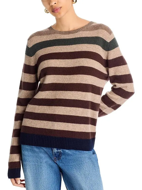 Jumper 1234 Cashmere Crewneck Sweater - Light Brown/navy