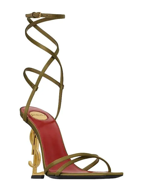 Saint Laurent Opyum Strappy Sandals - Cuba Gold Satin Crepe
