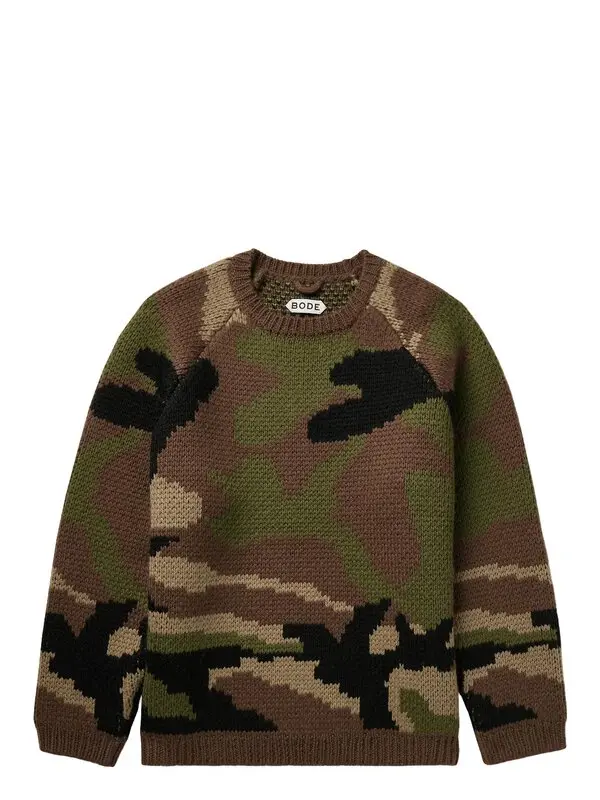 BODE Camouflage Merino Wool Sweater - Brown