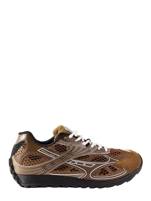 Bottega Veneta Orbit Suede-trimmed Sneakers - Brown