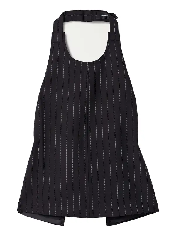 Wardrobe.NYC Open-back Pinstriped Wool-twill Halterneck Tank - Black