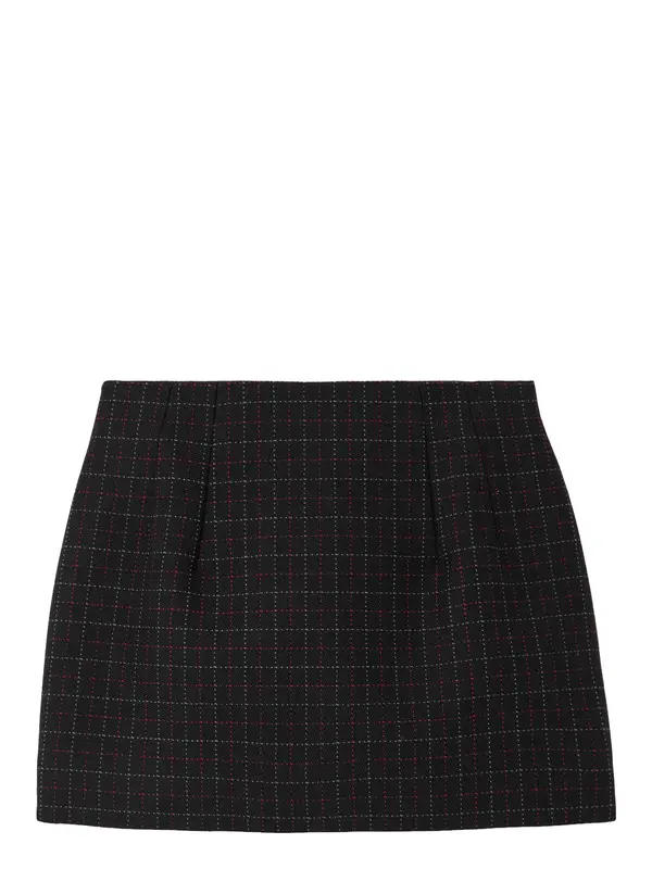Wardrobe.NYC Contour Checked Wool Mini Skirt - Black