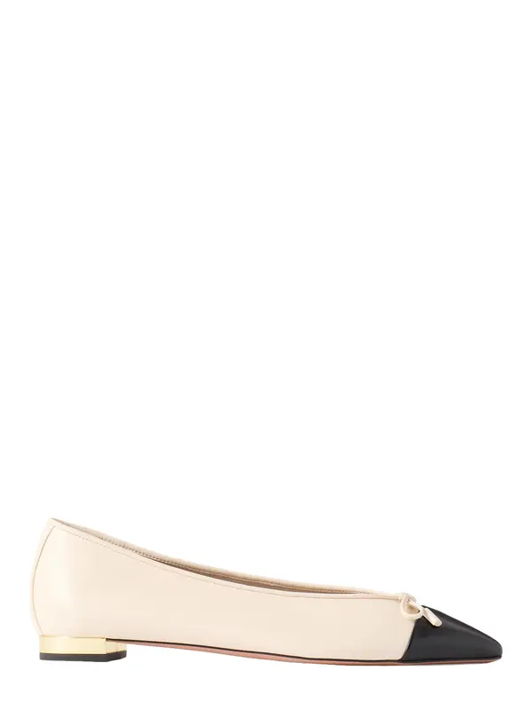 AQUAZZURA Gioia Two-tone Leather Ballet Flats - Cream