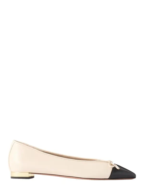 AQUAZZURA Gioia Two-tone Leather Ballet Flats - Neutrals