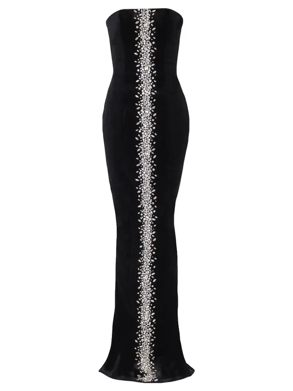 Balmain Rhinestone-embellished Maxi Dress - Black