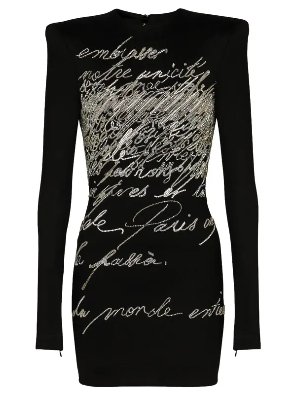 Balmain Rhinestone-embellished Mini Dress - Black