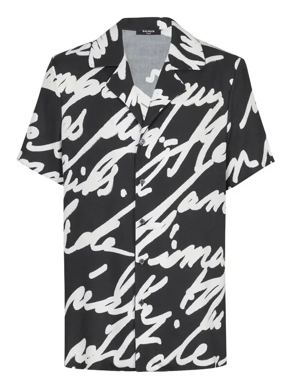Balmain Slogan-print Shirt - Black