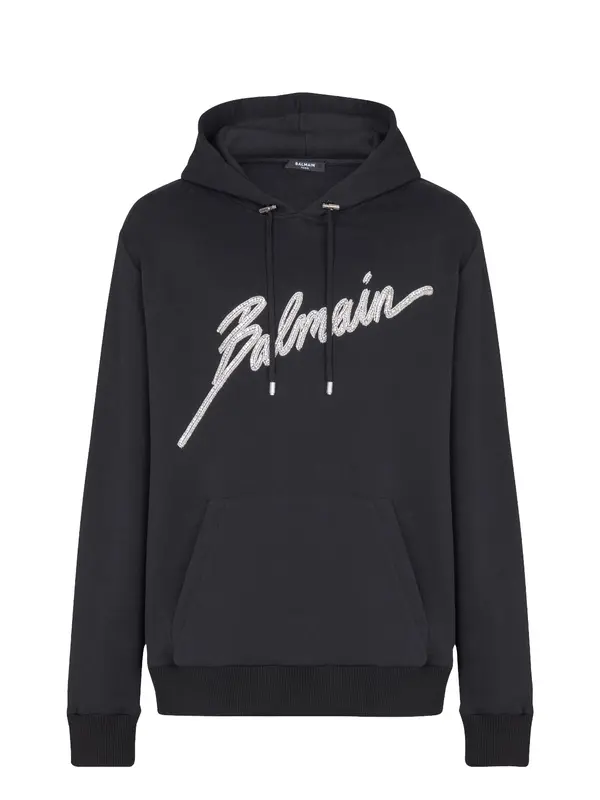 Balmain Crystal-embellished Hoodie - Black