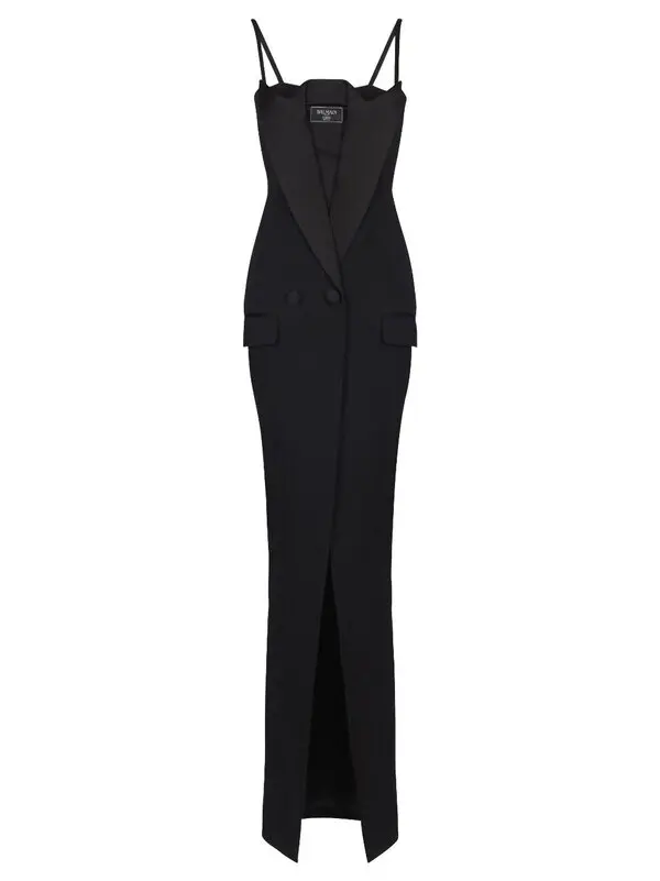 Balmain Logo-patch Maxi Dress - Black