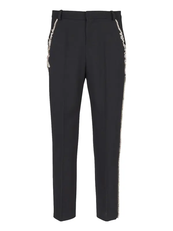 Balmain Rhinestone-embellished Trousers - Black