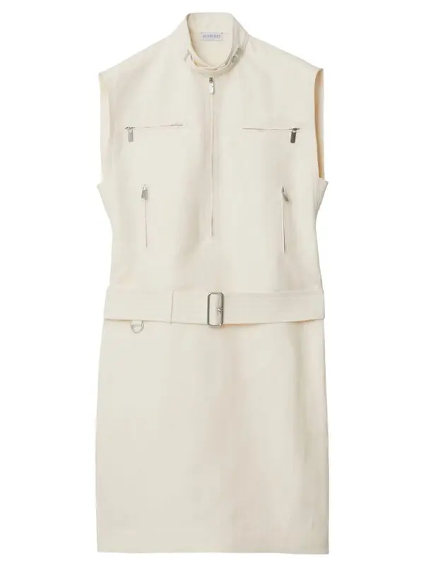 Burberry Sleeveless Canvas Minidress - Neutrals