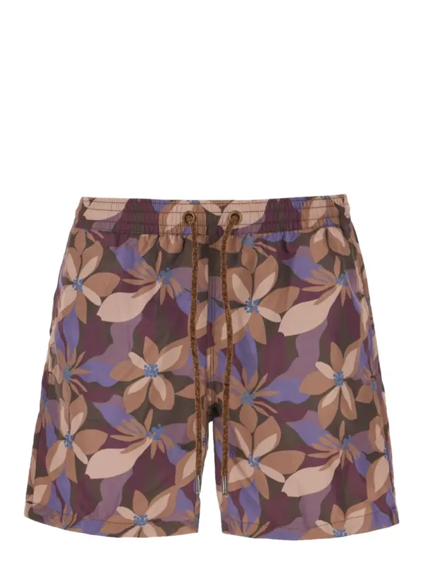 4FF Floral-print Swim Shorts - Brown