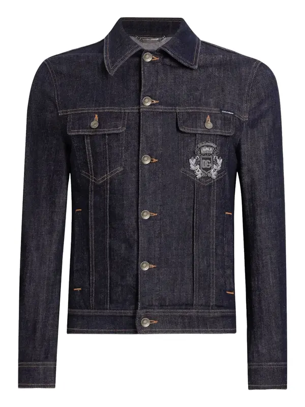 Dolce & Gabbana Logo-appliqué Denim Jacket - Blue