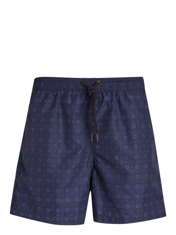 4FF Geometric-print Swim Shorts - Blue