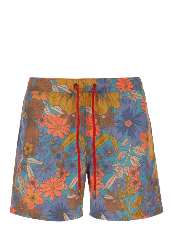 4FF Floral-print Swim Shorts - Blue