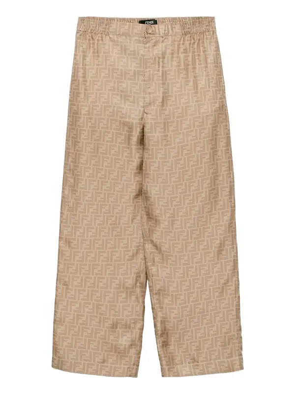 Fendi Ff Silk Trousers - Neutrals