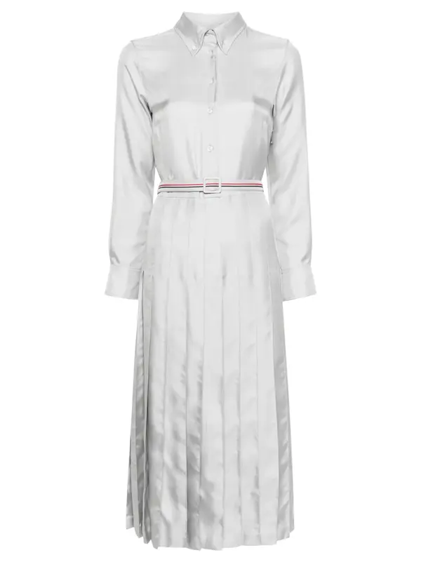 Thom Browne Rwb-stripe Belted Shirtdress - Grey