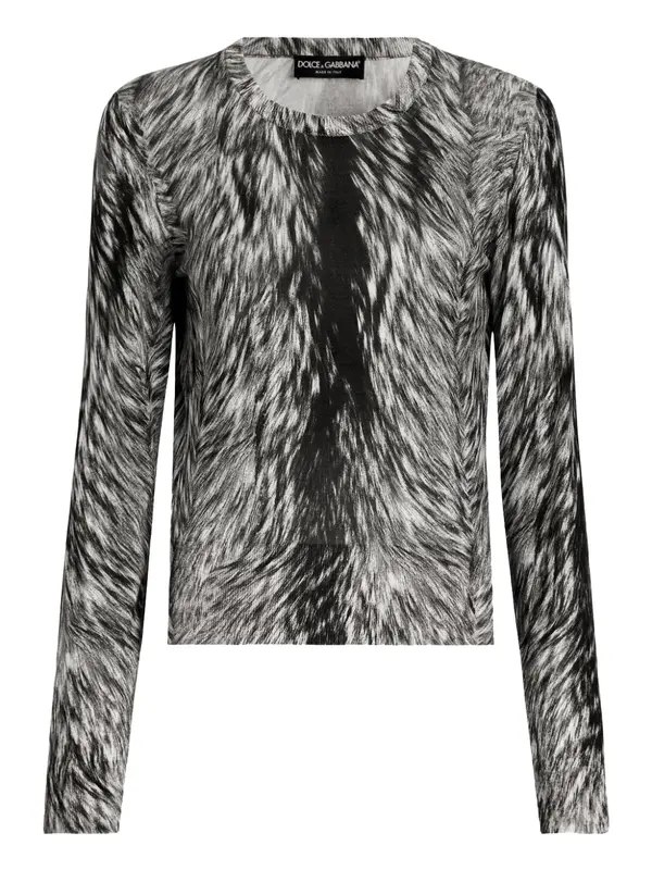 Dolce & Gabbana Fur-print Blouse - Black