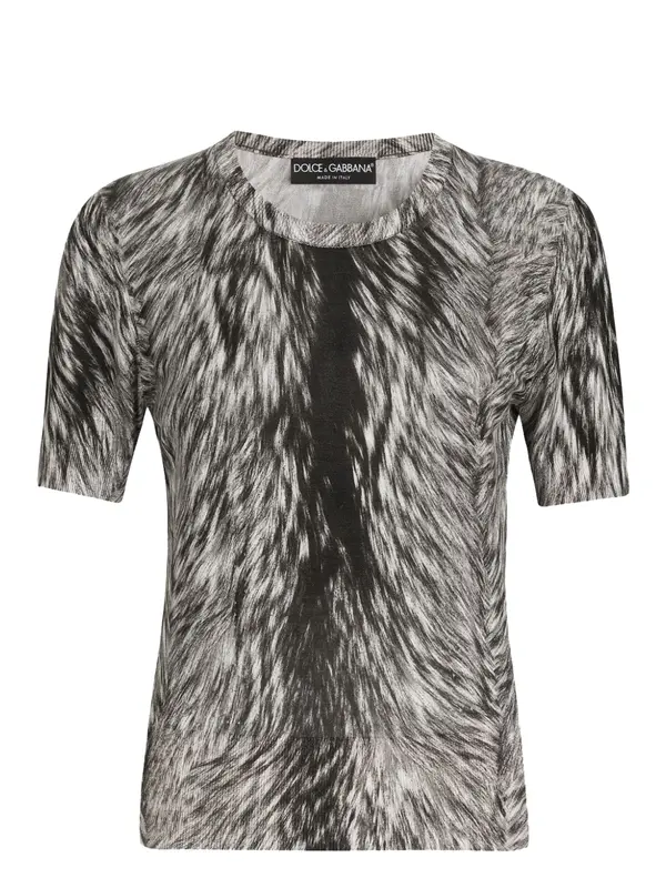 Dolce & Gabbana Fur-print Top - White