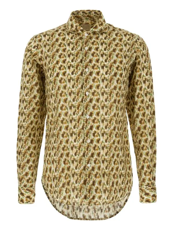 4FF Abstract-print Cotton Shirt - Neutrals